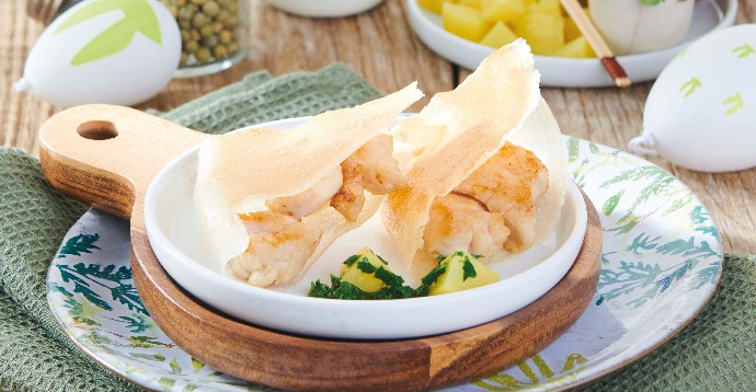 Brick de ris de veau aux pommes de terre Pompadour & sauce crémeuse au ...